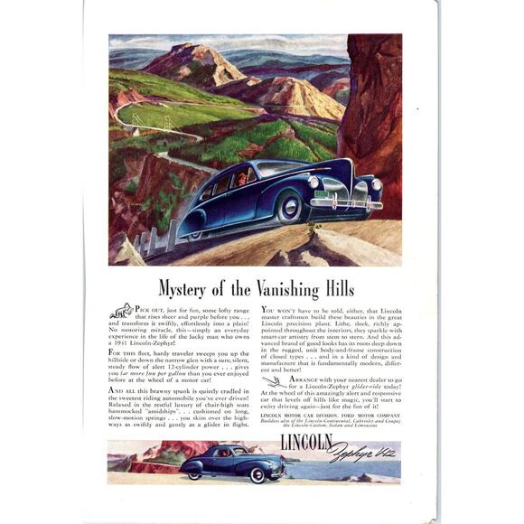 None | Other | 941 Lincoln Zephyr V12 Automobile Car Vintage Magazine ...